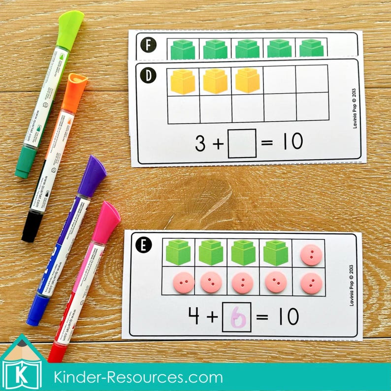 Making 10 on a Ten Frame Math Center Activity - Etsy
