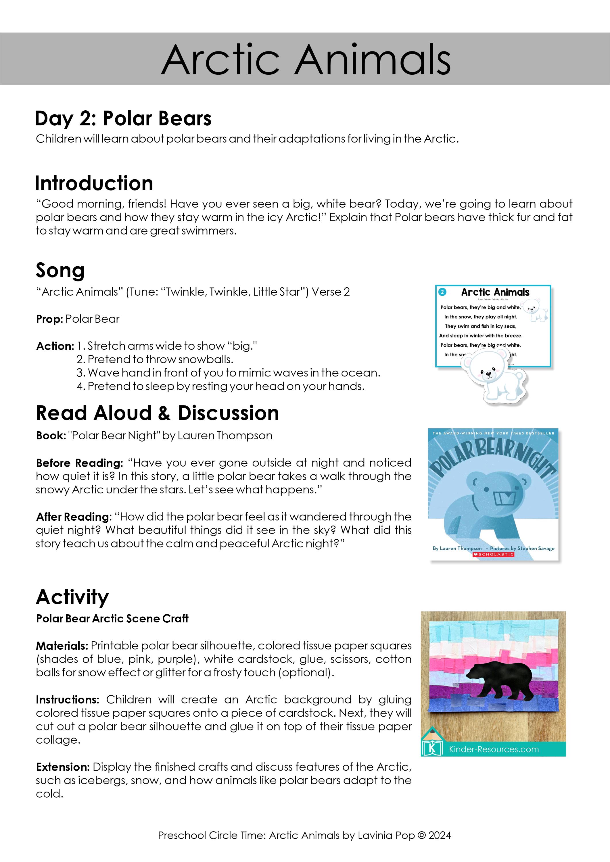 Arctic Animals Preschool Theme Curriculum Printables | Preschool Circle ...