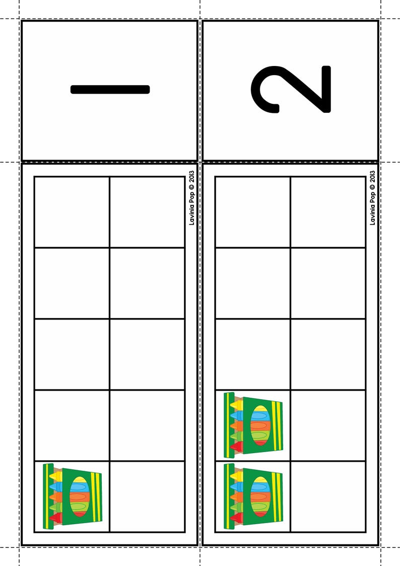 Crayon Box Ten Frame Match Printable Activity: Numbers 1-10 - Etsy