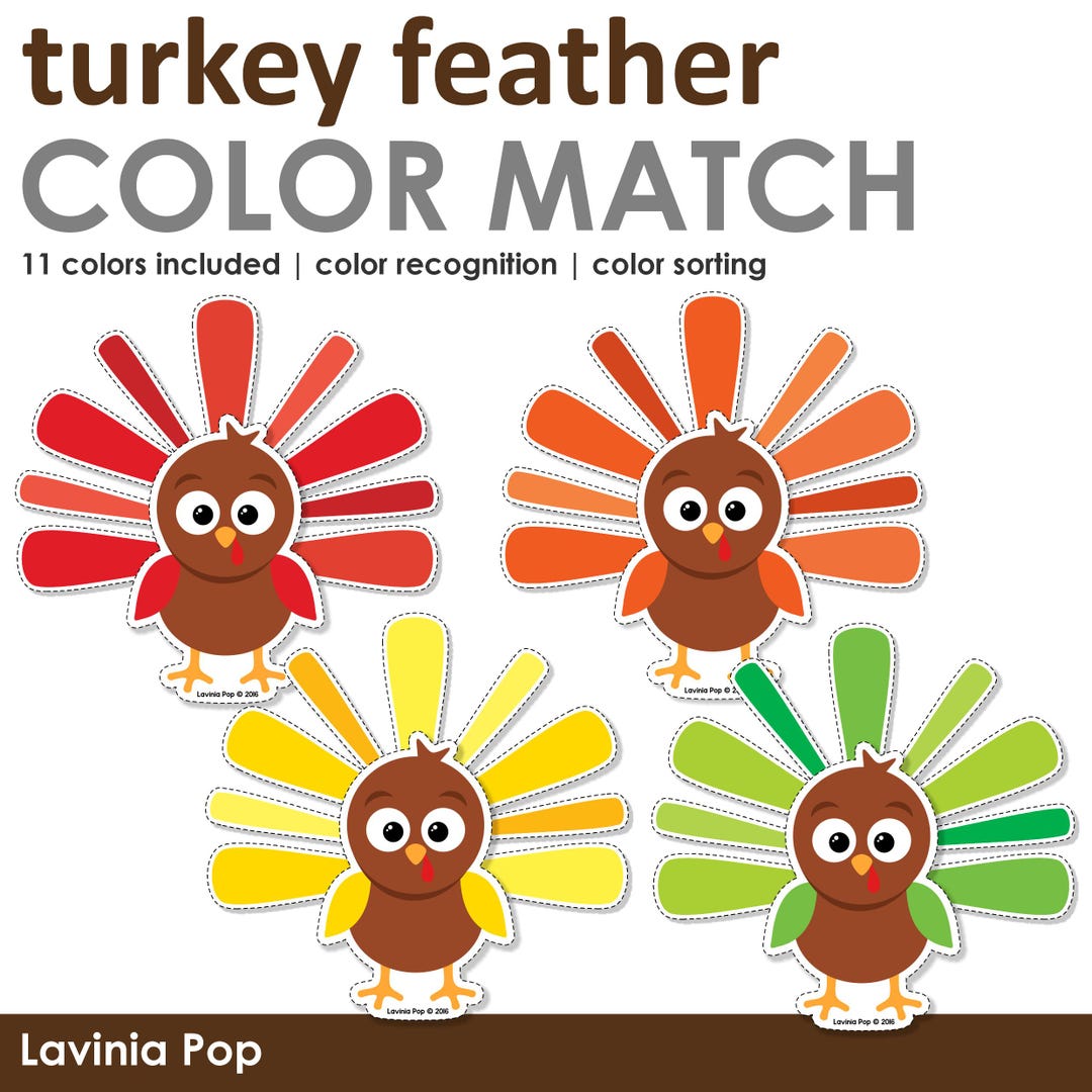 Thanksgiving Turkey Feather Color Match Printable Activity | Toddlers ...