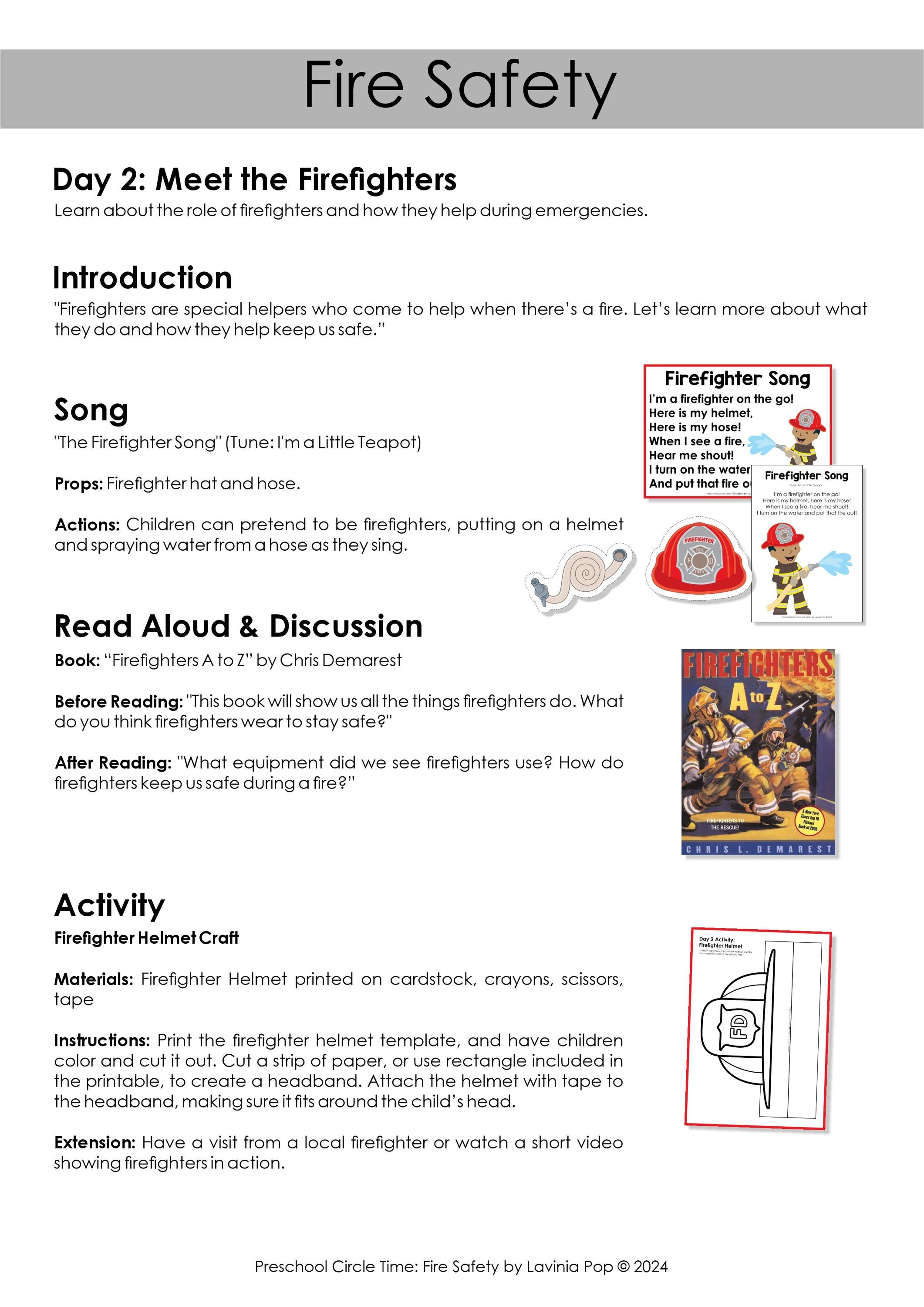Fire Safety Preschool Curriculum Printables | Fire Safety Preschool ...