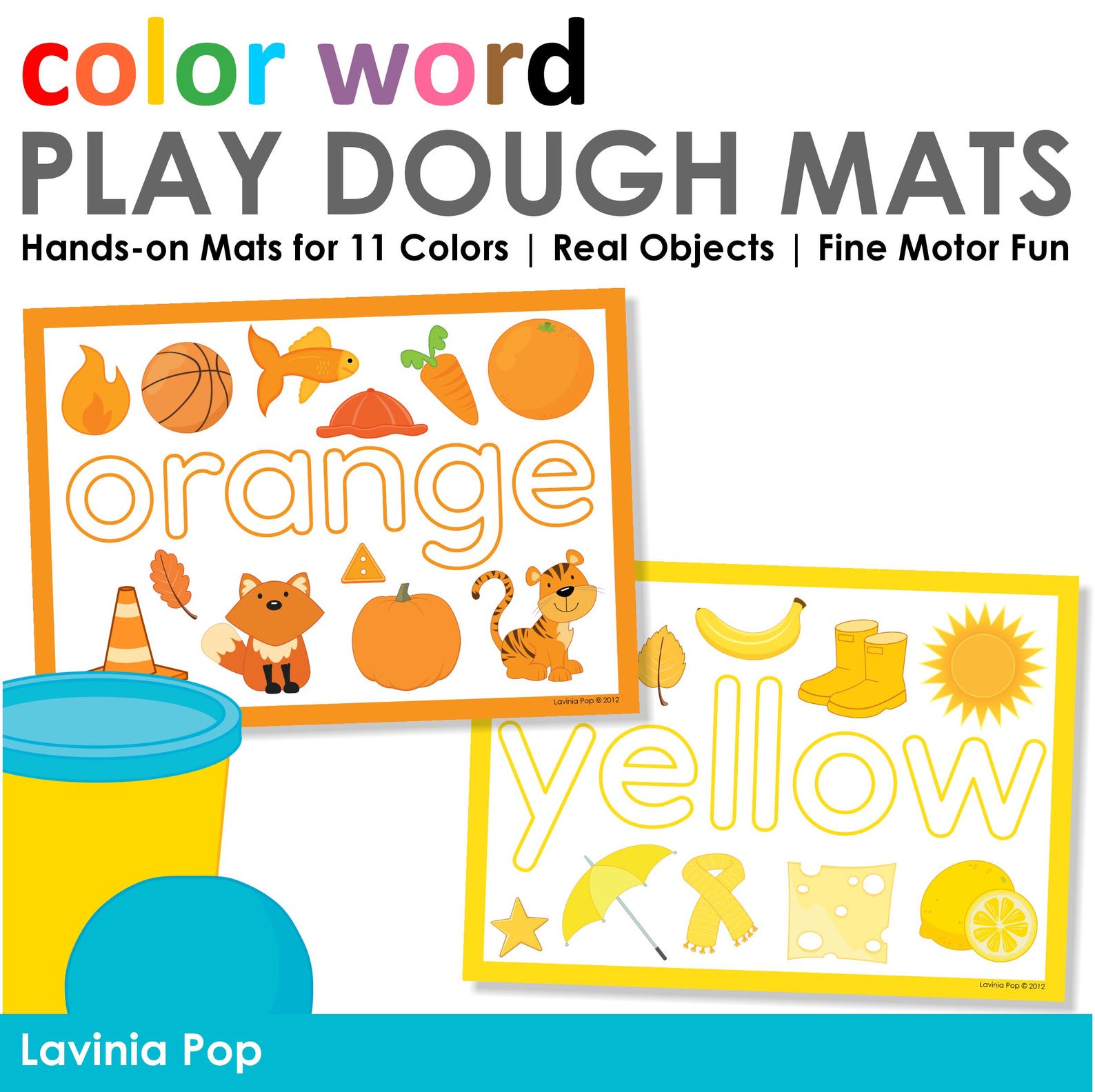 Color Word Play Dough Mats for Preschool | Fine Motor & Literacy Center ...