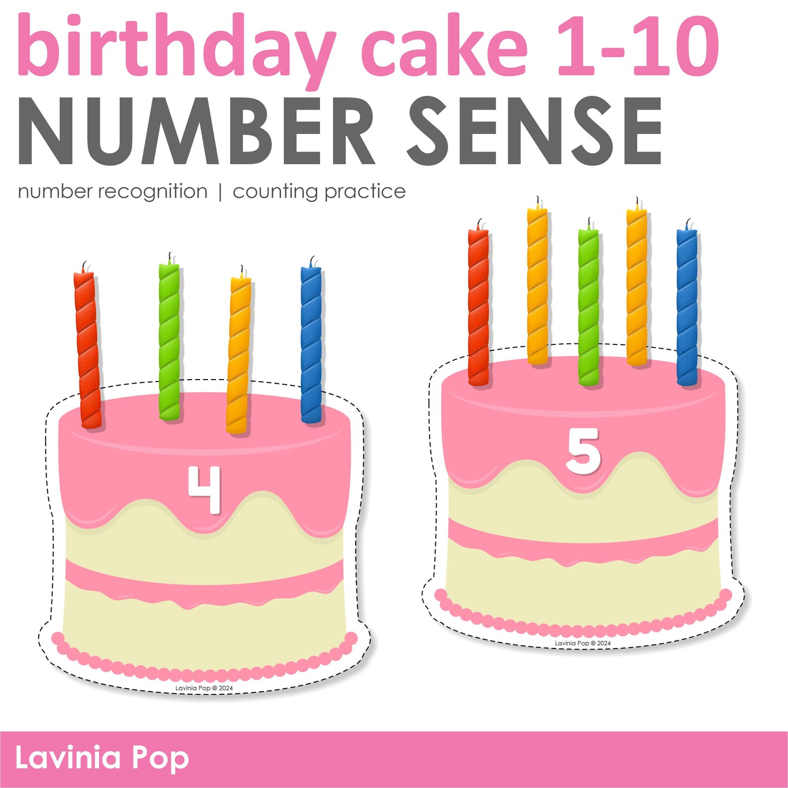 Birthday Cake and Candles Number Sense Activity | Number Recognition ...