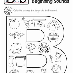 Beginning Sounds Color It! Alphabet Worksheets | Printable Activity - Etsy