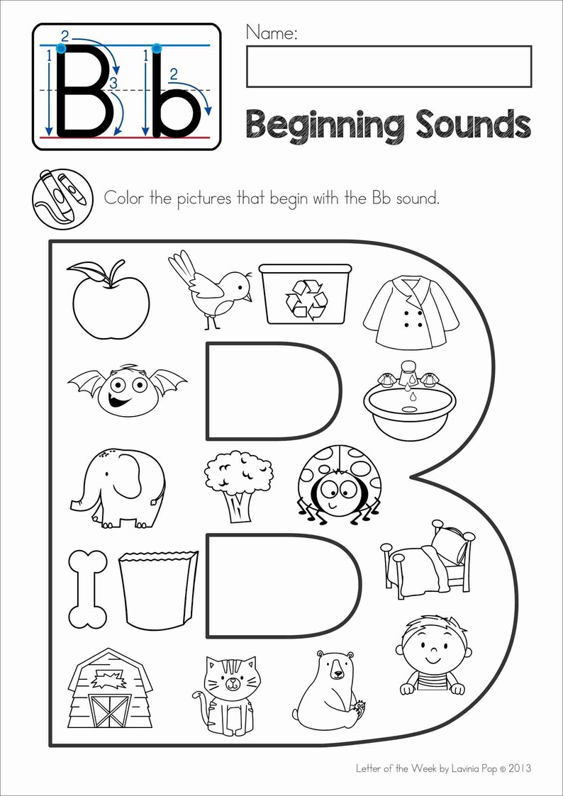 Beginning Sounds Color It! Alphabet Worksheets | Printable Activity - Etsy