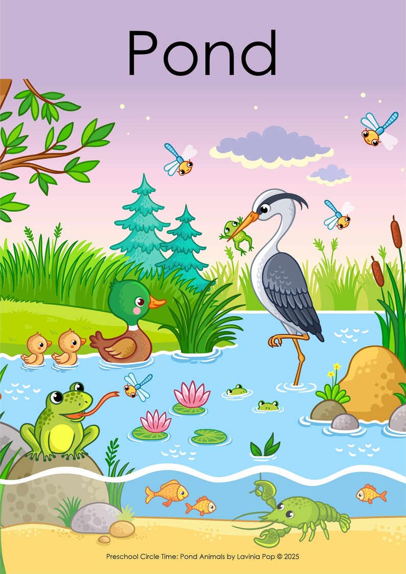 Pond Animals Preschool Theme Curriculum Printables | Preschool Circle ...