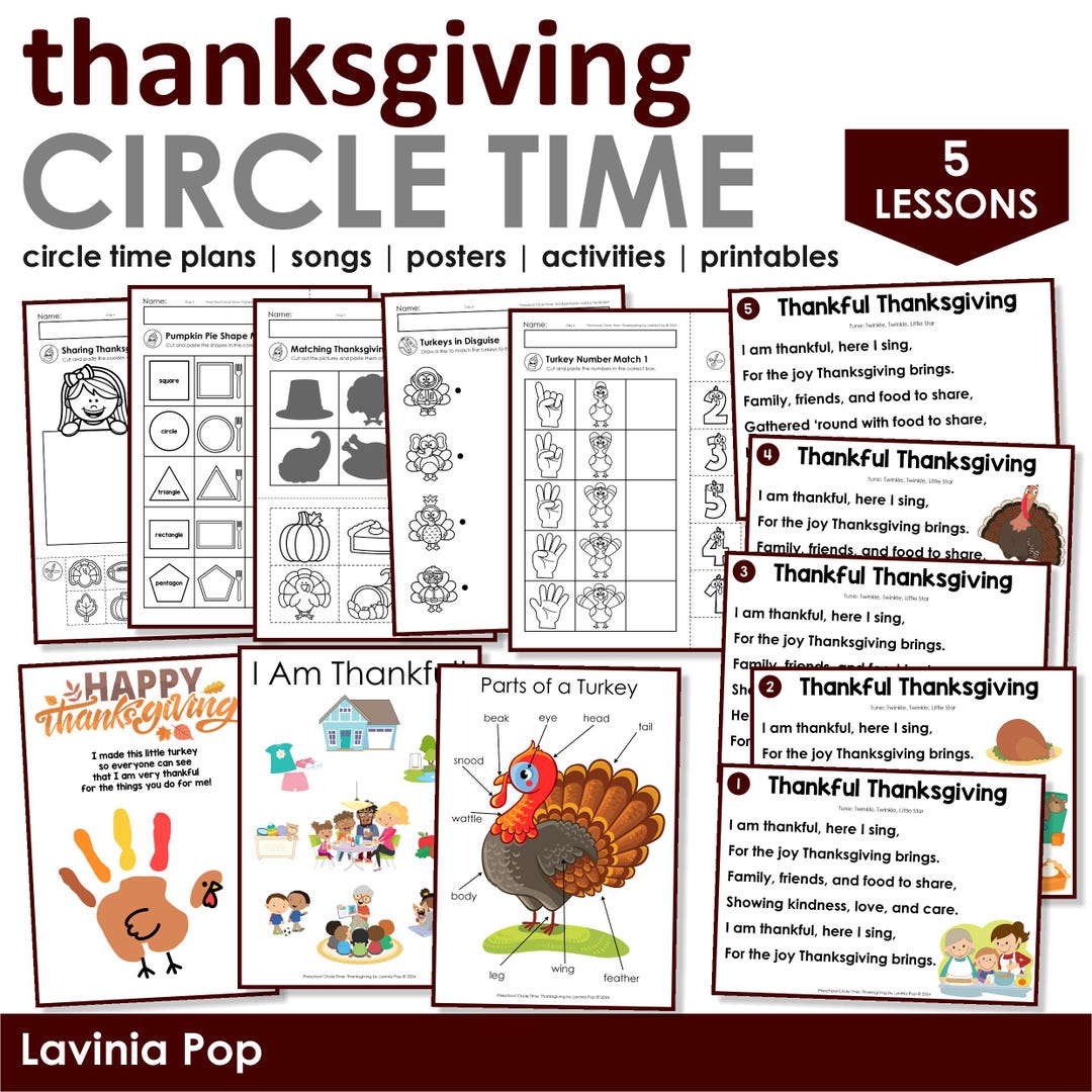Thanksgiving Preschool Theme Curriculum Printables | Preschool Circle ...