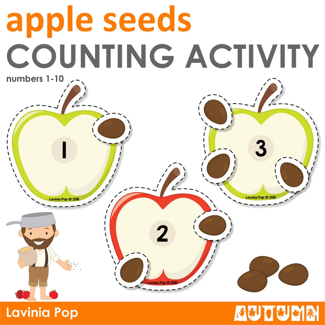 Apple Seed Counting Printable Activity - Etsy