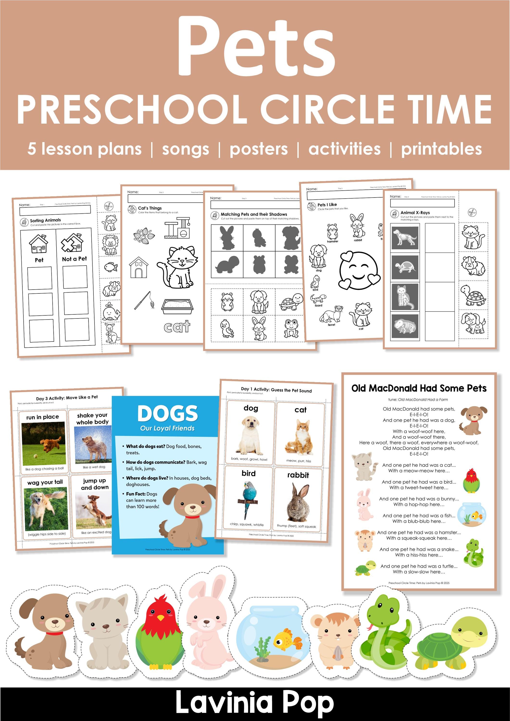 Pets Preschool Theme Curriculum Printables | Preschool Circle Time ...