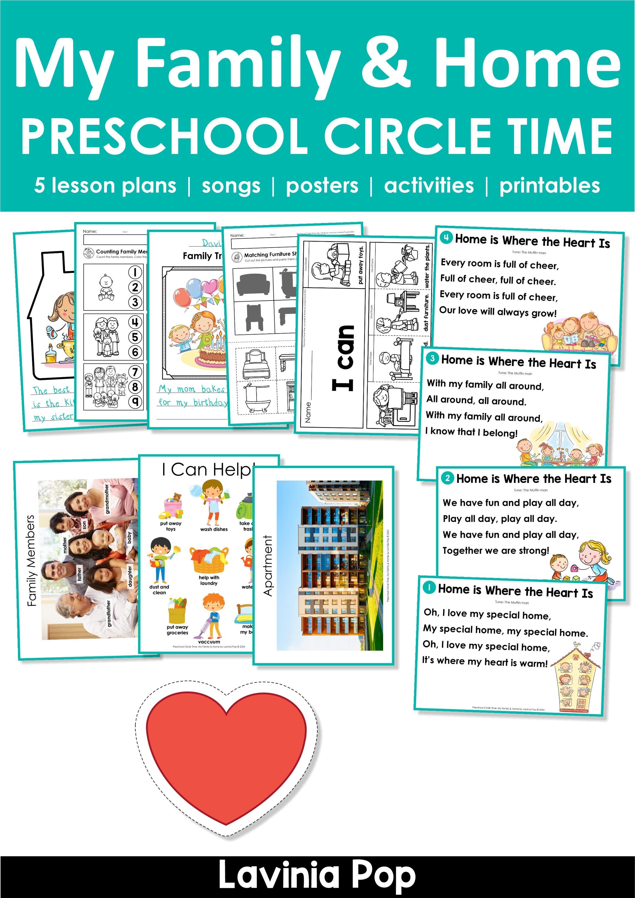 My Family and Home Preschool Theme Curriculum Printables | Preschool ...