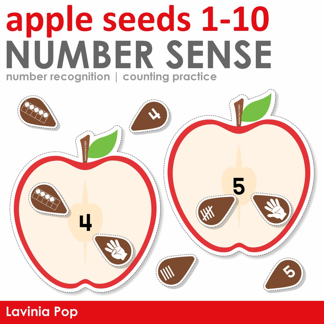 Apple Seed Number Sense Printable Activity for Preschool and ...