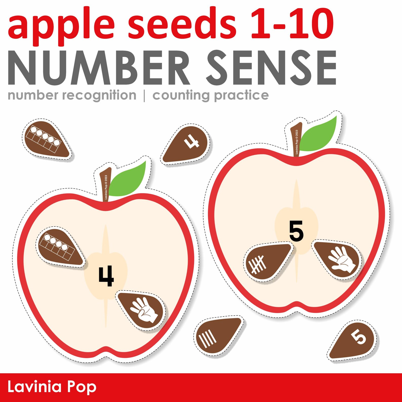 Apple Seed Number Sense Printable Activity for Preschool and ...