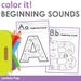 Beginning Sounds Color It! Alphabet Worksheets | Printable Activity - Etsy