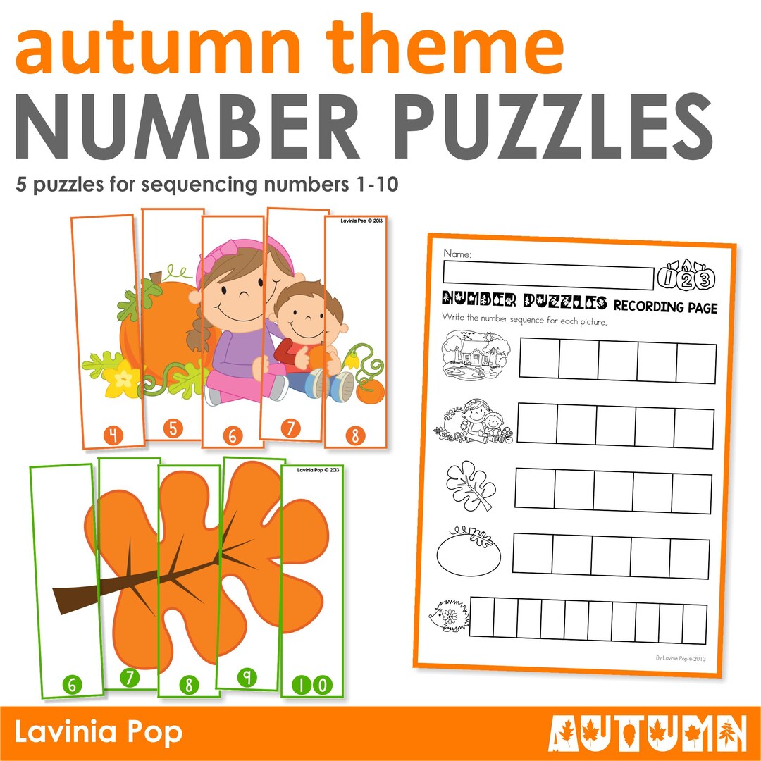 Autumn Number Puzzles | Printable Math Activity for Preschool and ...