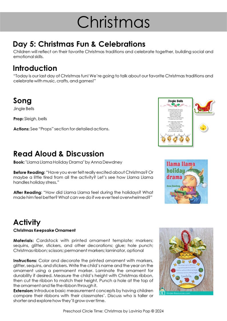 Christmas Preschool Theme Curriculum Printables | Preschool Circle Time ...