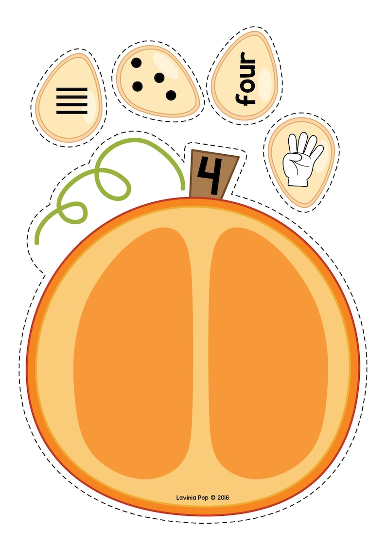 Pumpkin Seeds Number Match Activity | Autumn Math Center for Preschool ...