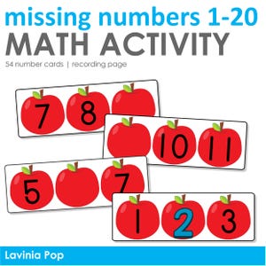 Missing Numbers 1-20 | Apple Theme Printable Activity for Preschool and ...