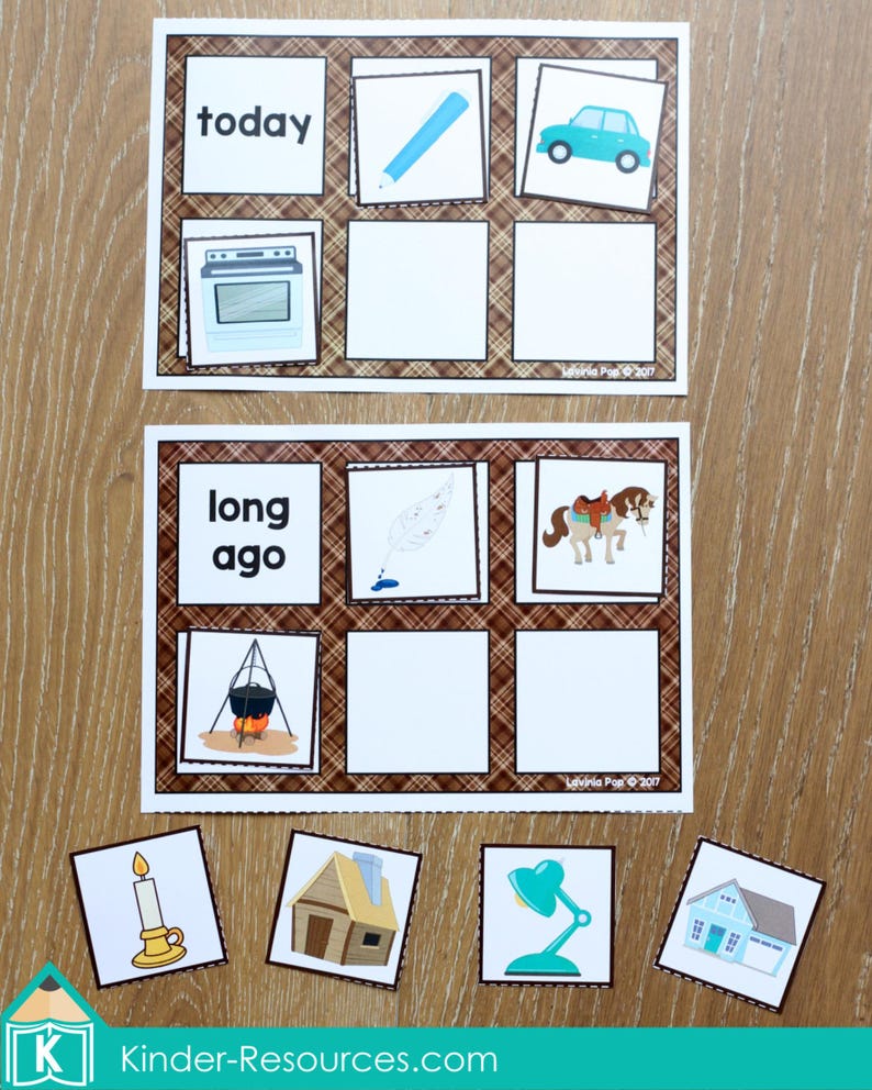 Long Ago and Today Sorting Activity | Thanksgiving Kindergarten ...