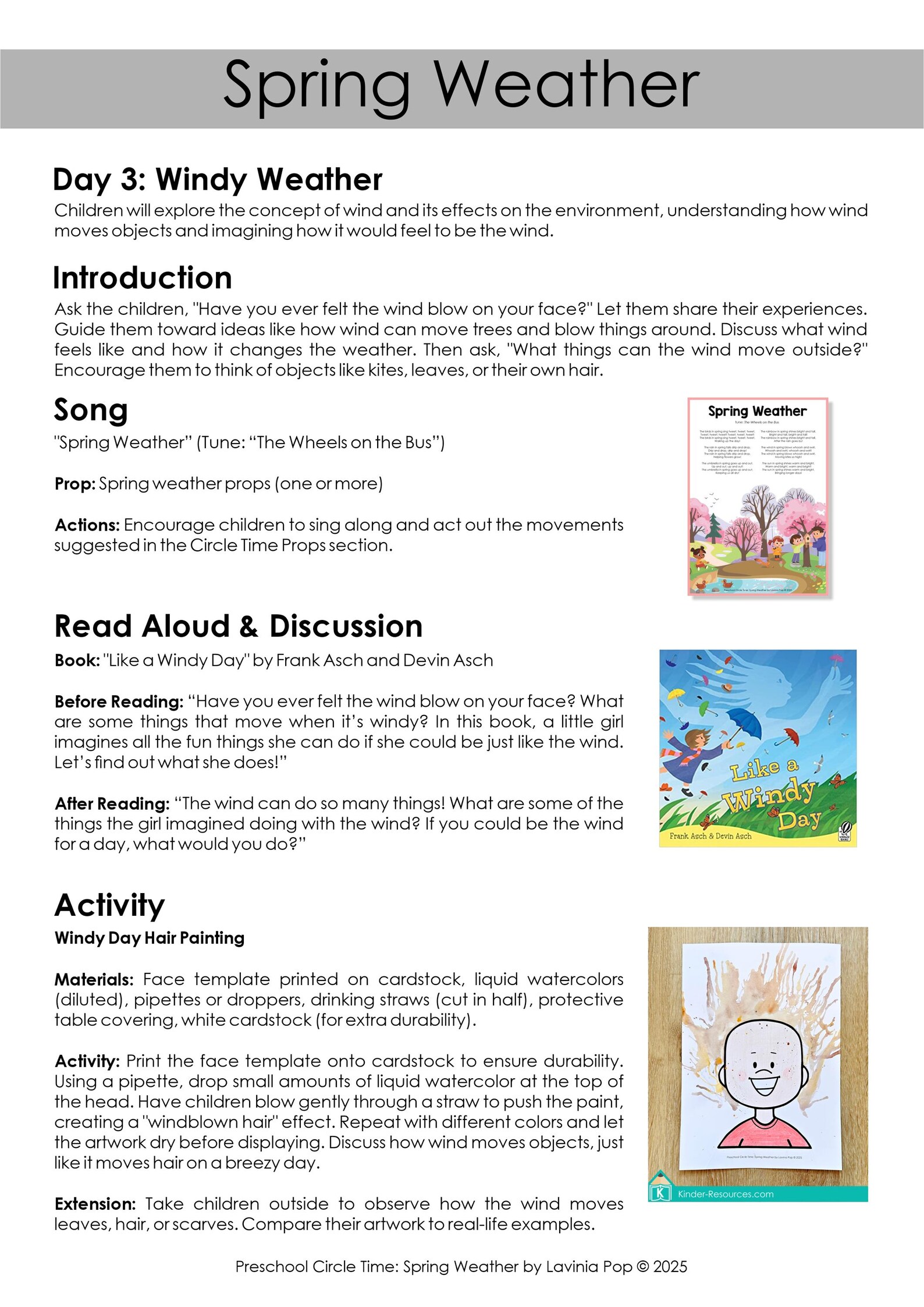 Spring Weather Preschool Theme Curriculum Printables | Preschool Circle ...