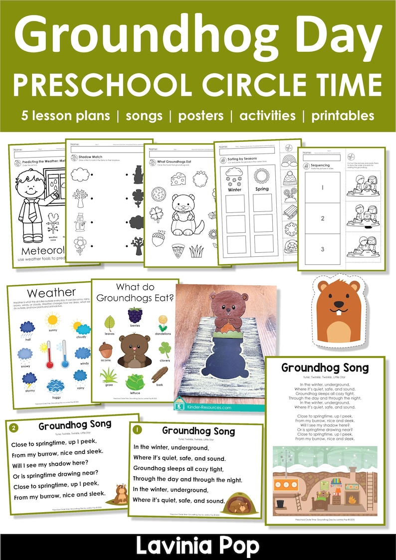 Groundhog Day Preschool Theme Curriculum Printables | Preschool Circle ...