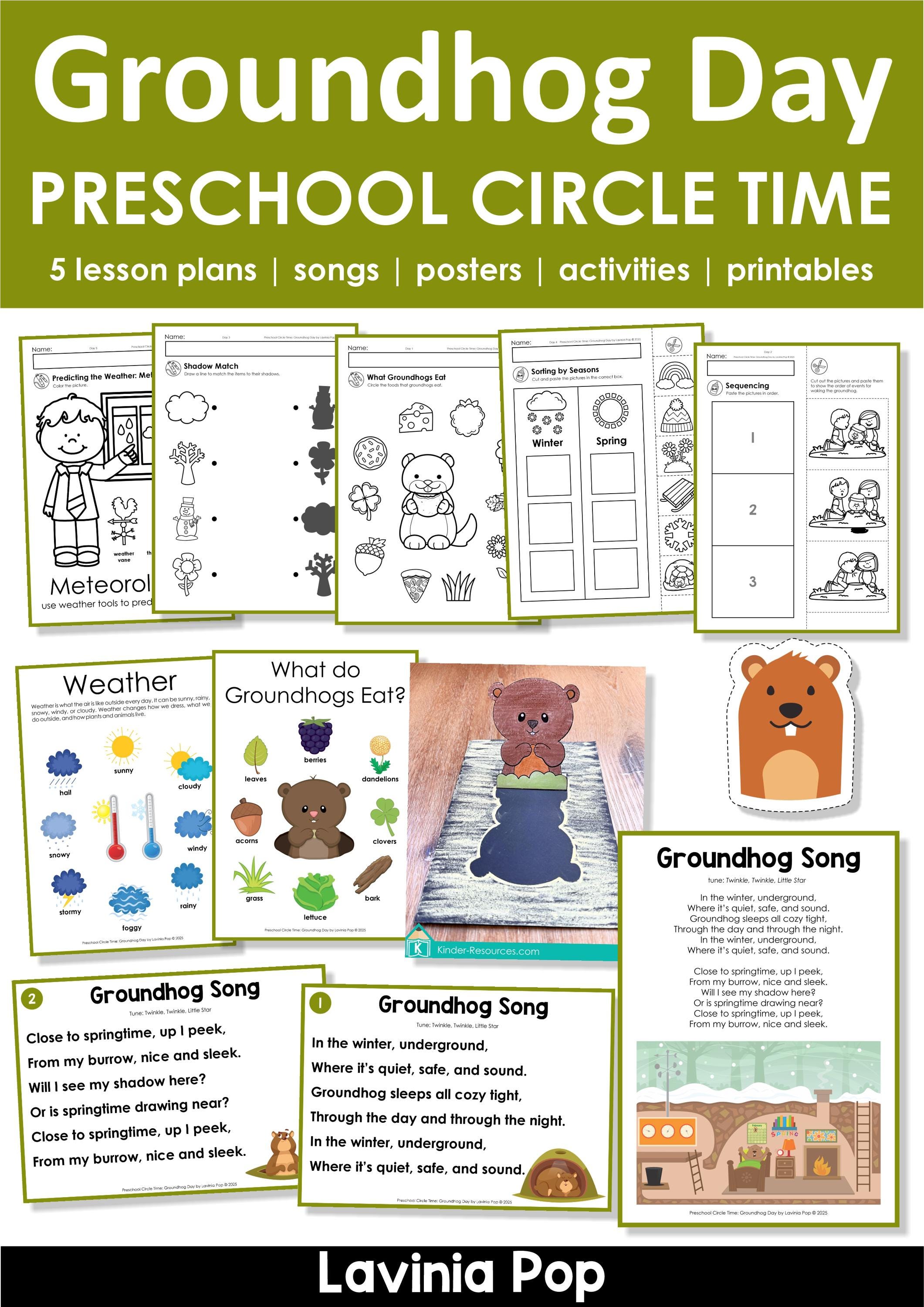 Groundhog Day Preschool Theme Curriculum Printables | Preschool Circle ...