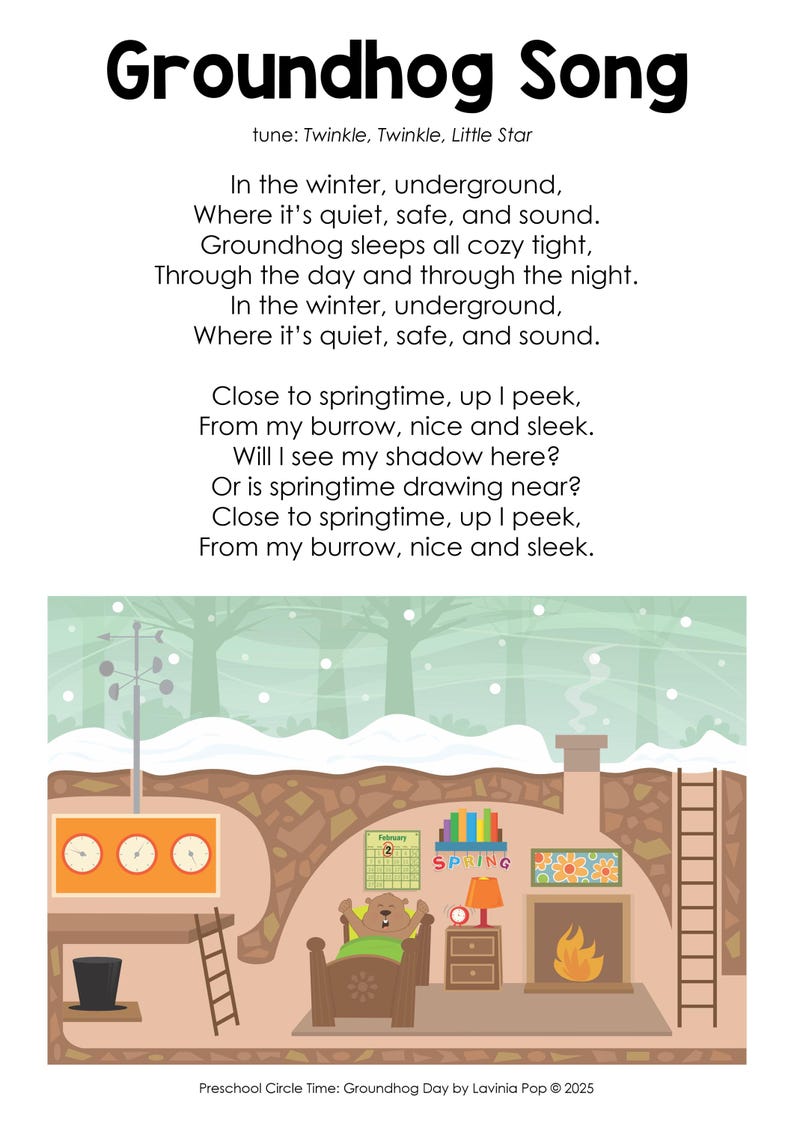 Groundhog Day Preschool Theme Curriculum Printables | Preschool Circle ...