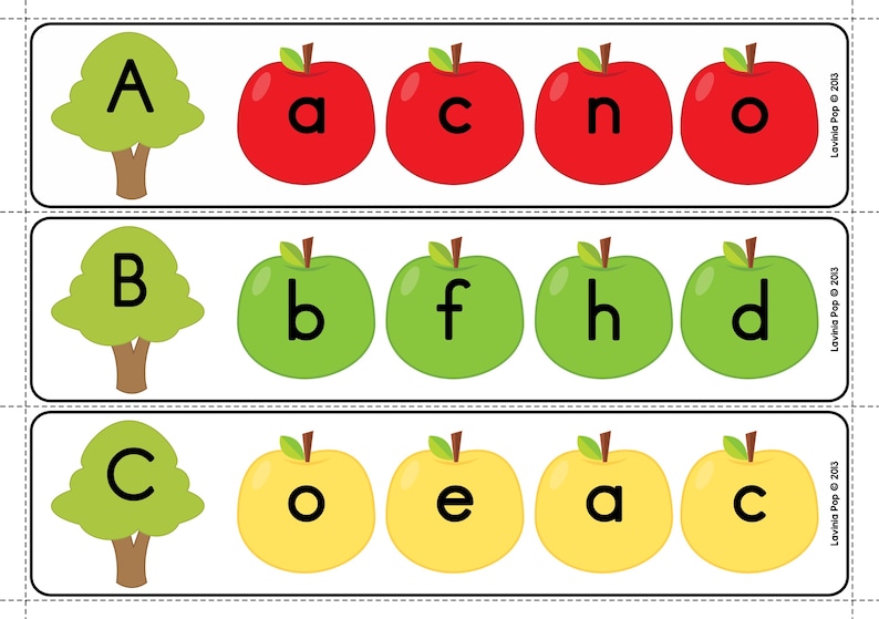 Alphabet Apples and Apple Tree Letter Match Activity - Etsy