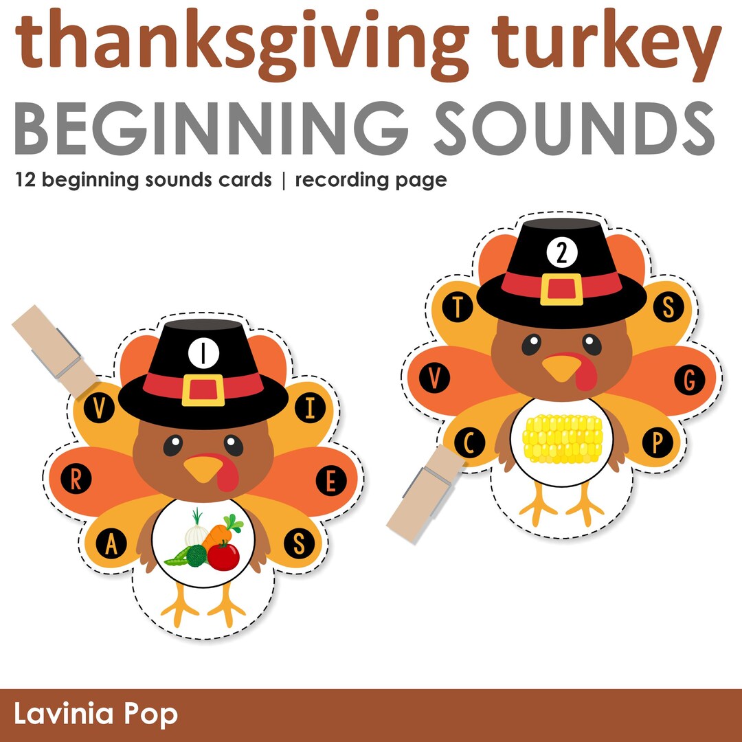 Beginning Sounds Printable Activity | Thanksgiving Turkey - Etsy