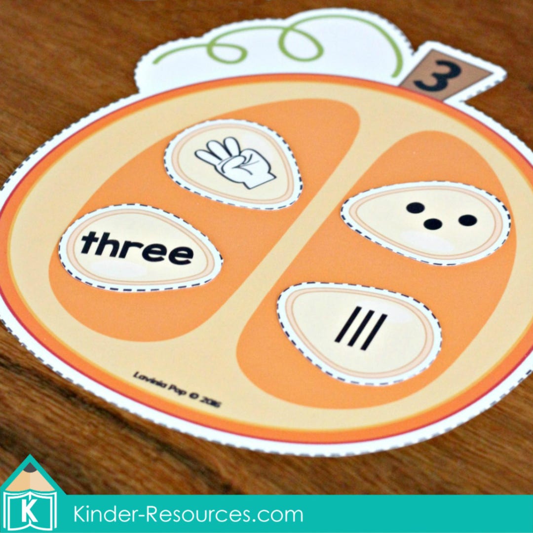 Pumpkin Seeds Number Match Activity | Autumn Math Center for Preschool ...
