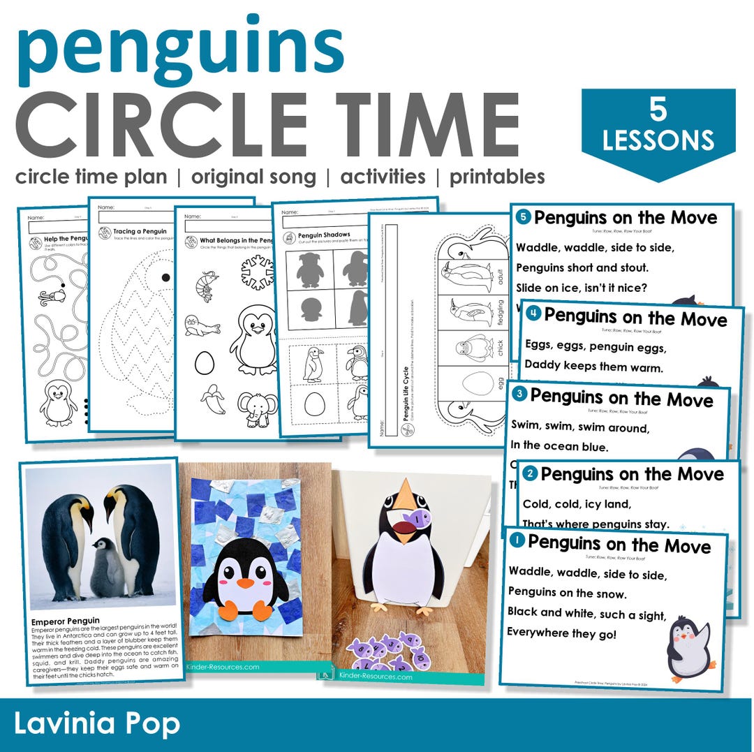 Penguins Preschool Theme Curriculum Printables Preschool Circle Time ...