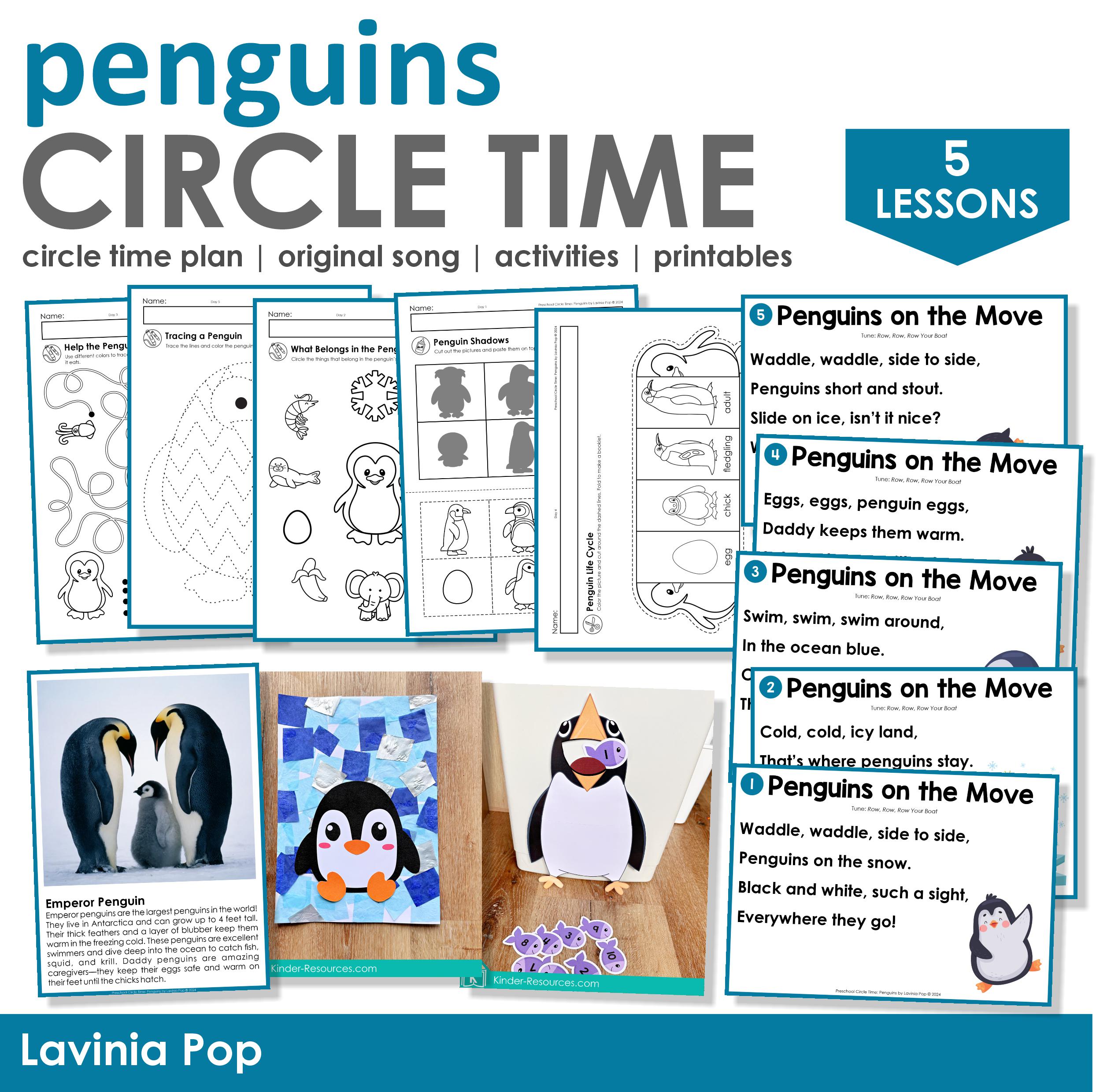 Penguins Preschool Theme Curriculum Printables | Preschool Circle Time ...