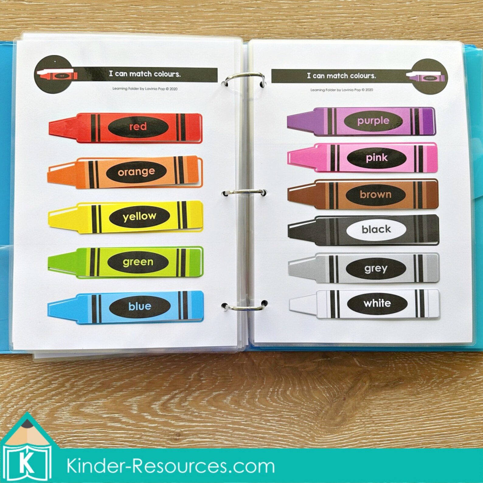 Learning Folder | Toddler Binder: Crayon Color Match Activity - Etsy