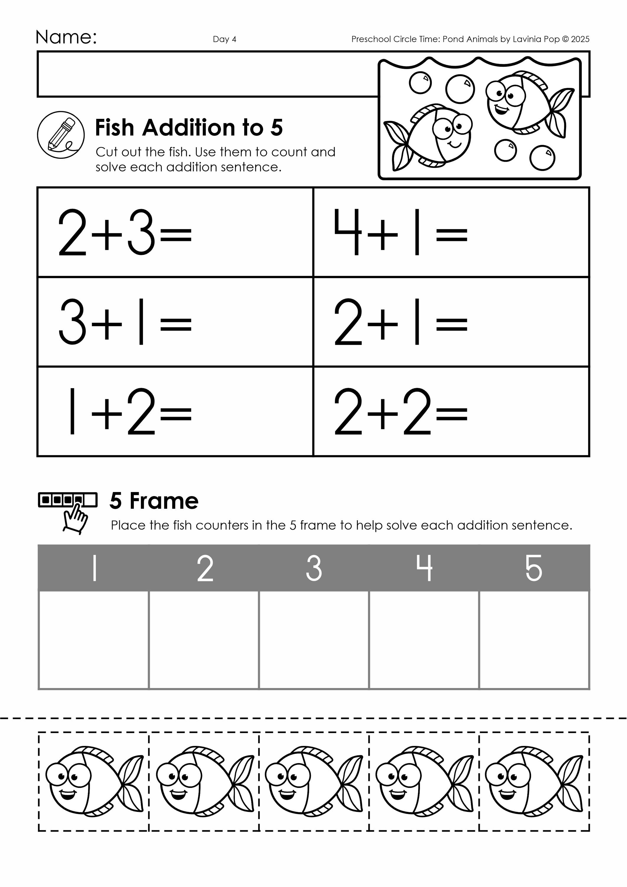 Pond Animals Preschool Theme Curriculum Printables | Preschool Circle ...