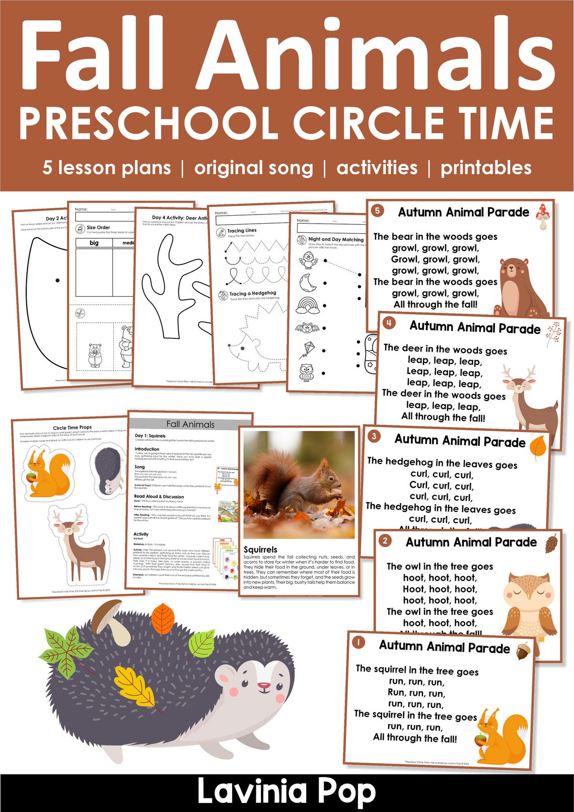 Fall Animals Preschool Curriculum Printables | Fall Animals Preschool ...
