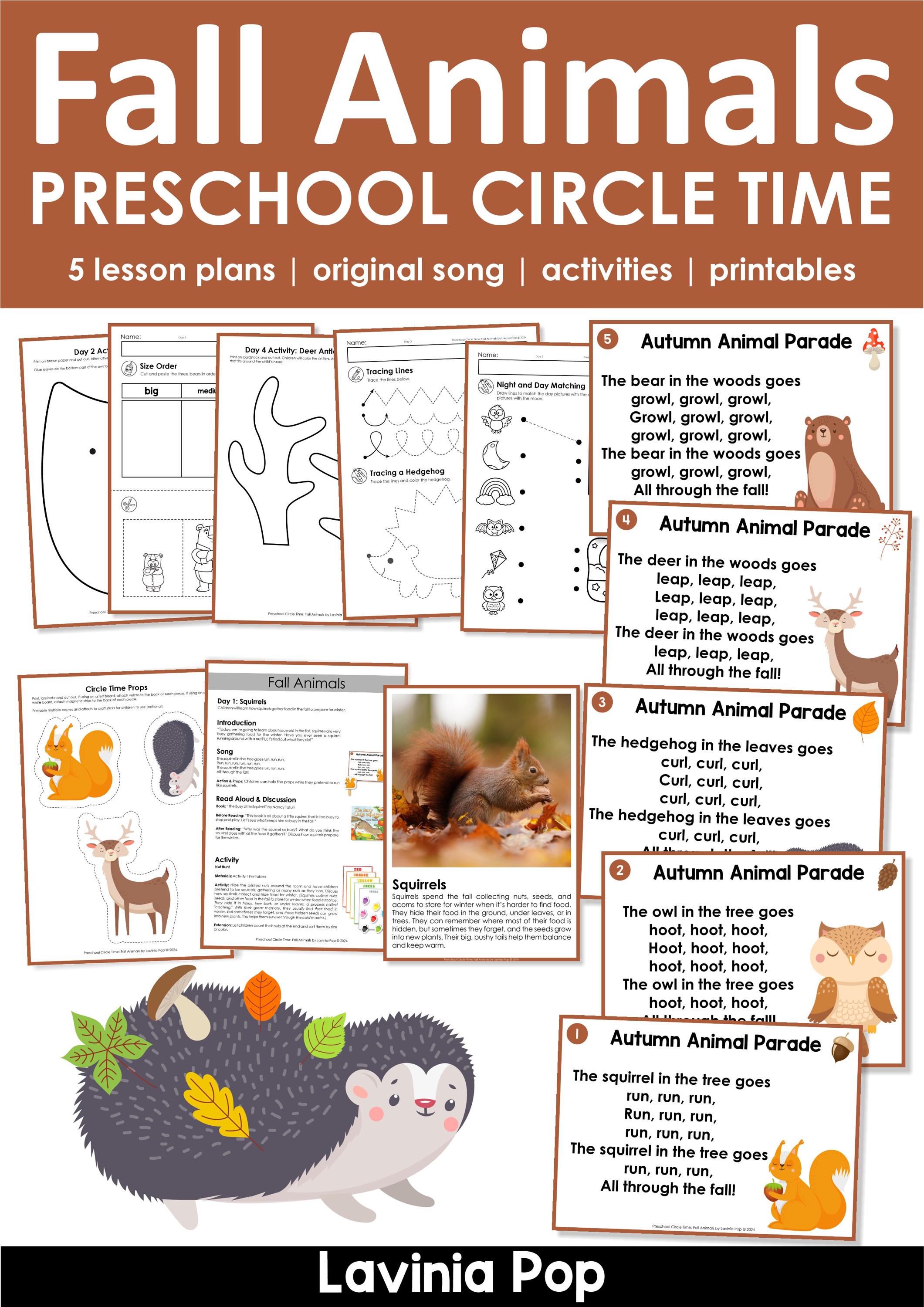 Fall Animals Preschool Curriculum Printables | Fall Animals Preschool ...