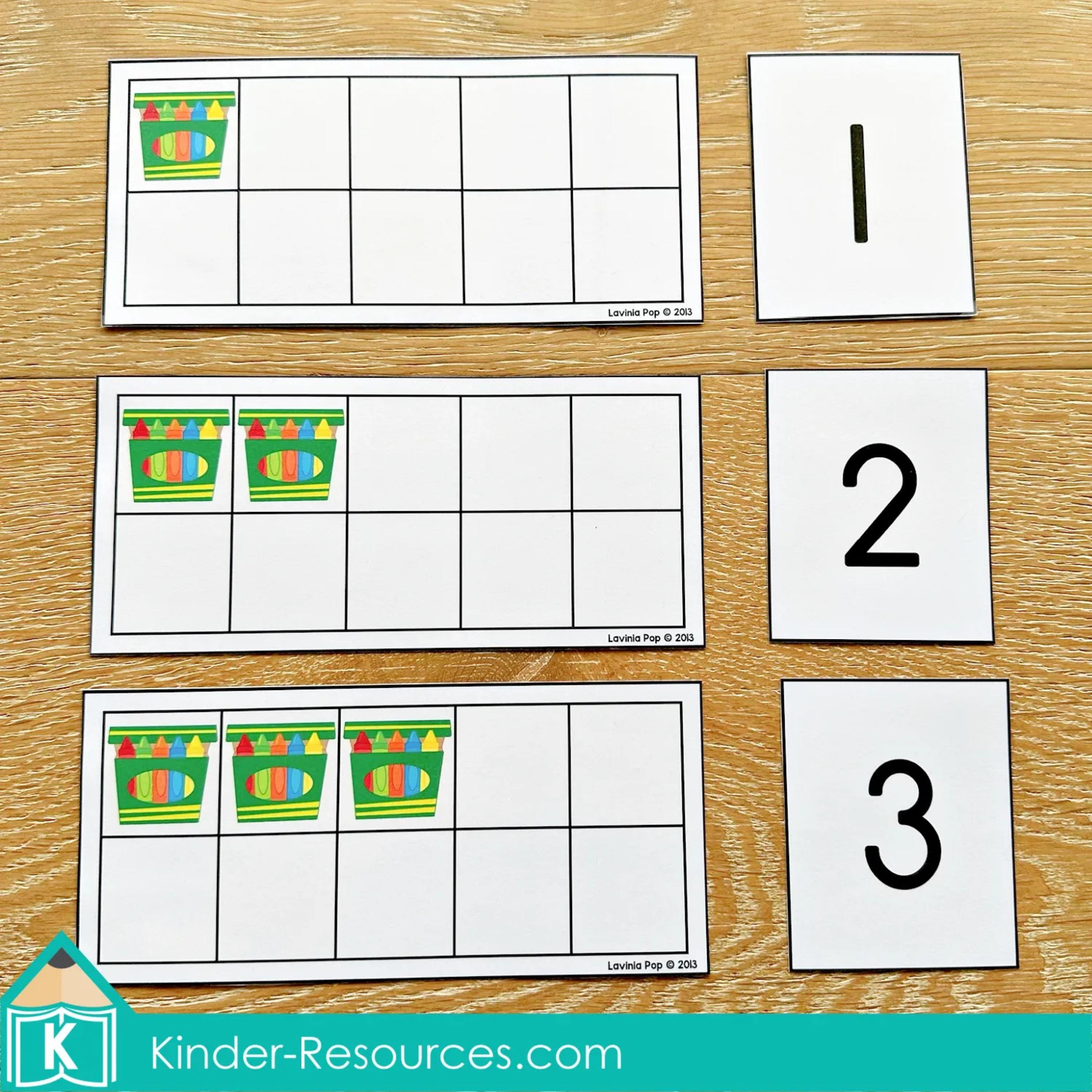 Crayon Box Ten Frame Match Printable Activity: Numbers 1-10 - Etsy