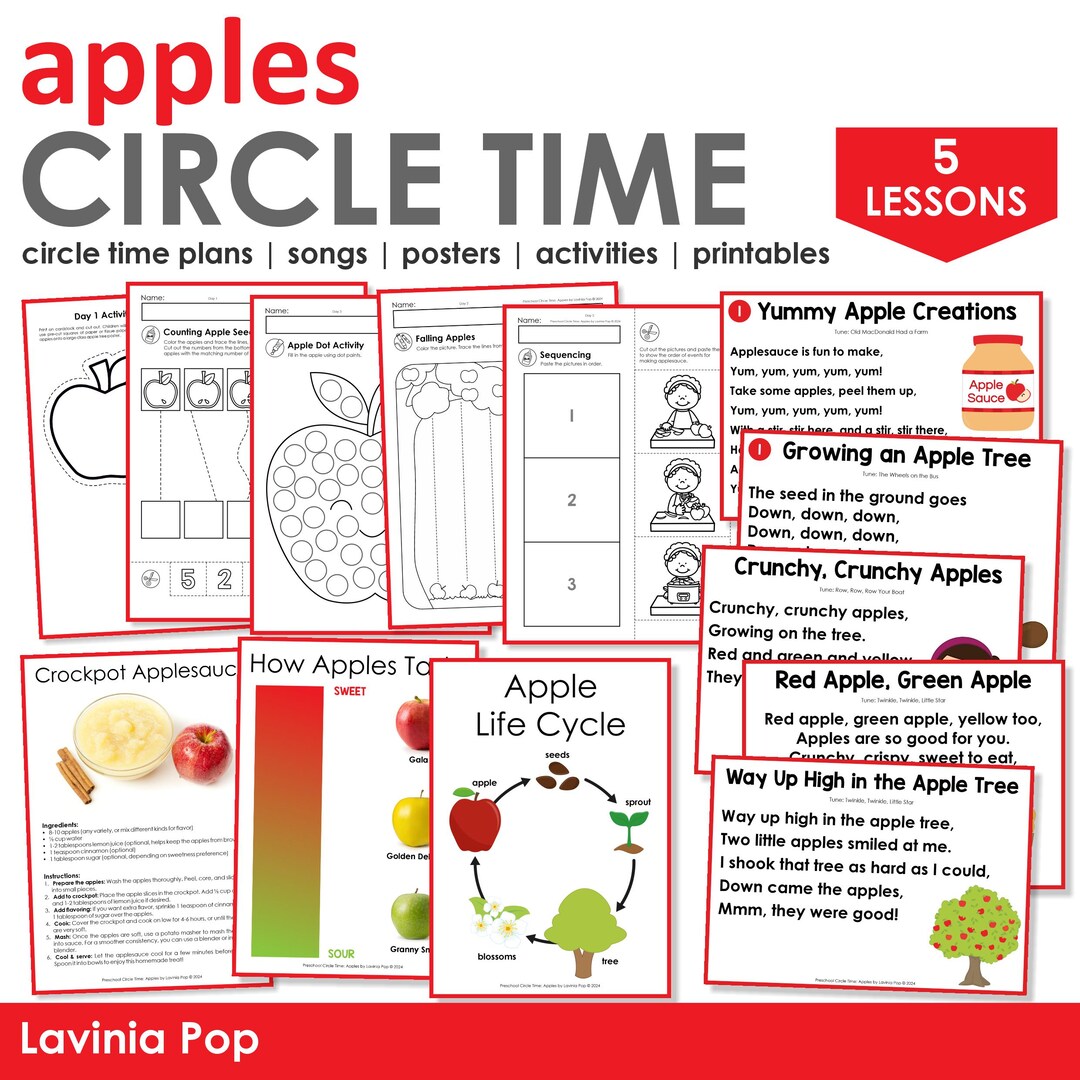 Apples Preschool Curriculum Printables | Apples Preschool Circle Time ...