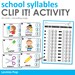 Back to School Syllables Clip It! Printable Activity - Etsy