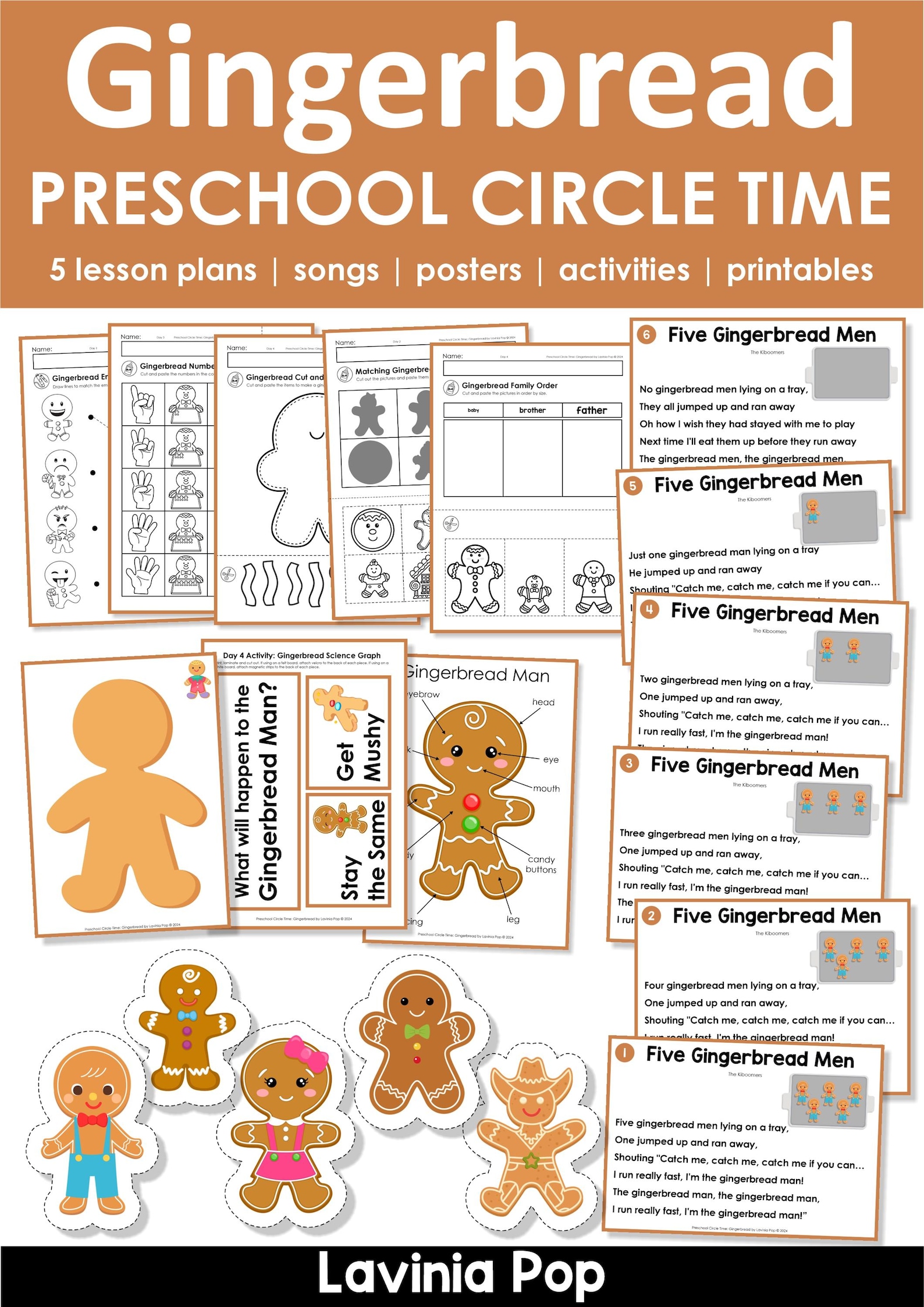 Gingerbread Christmas Preschool Theme Curriculum Printables | Preschool ...