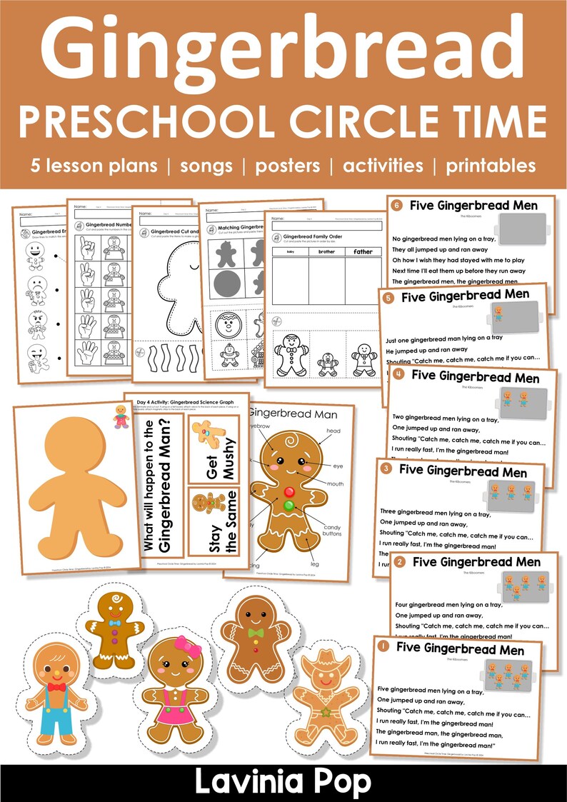 Gingerbread Christmas Preschool Theme Curriculum Printables | Preschool ...