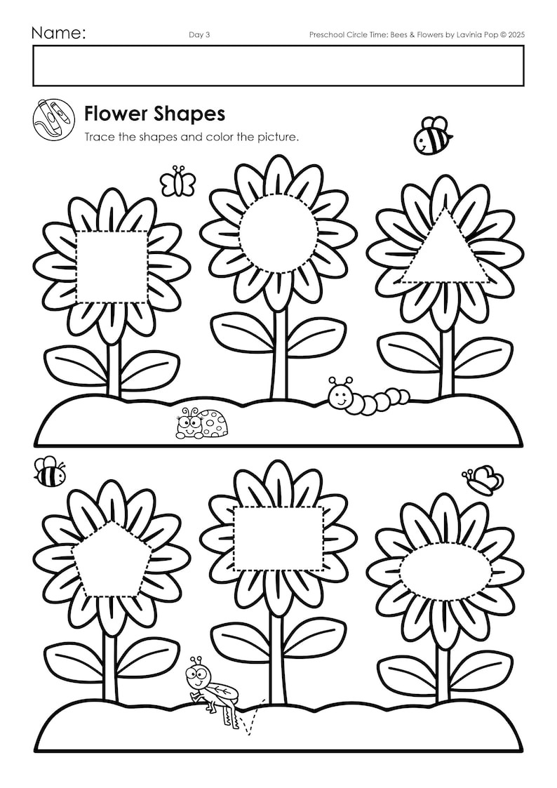 Bees and Flowers Preschool Theme Curriculum Printables | Preschool ...