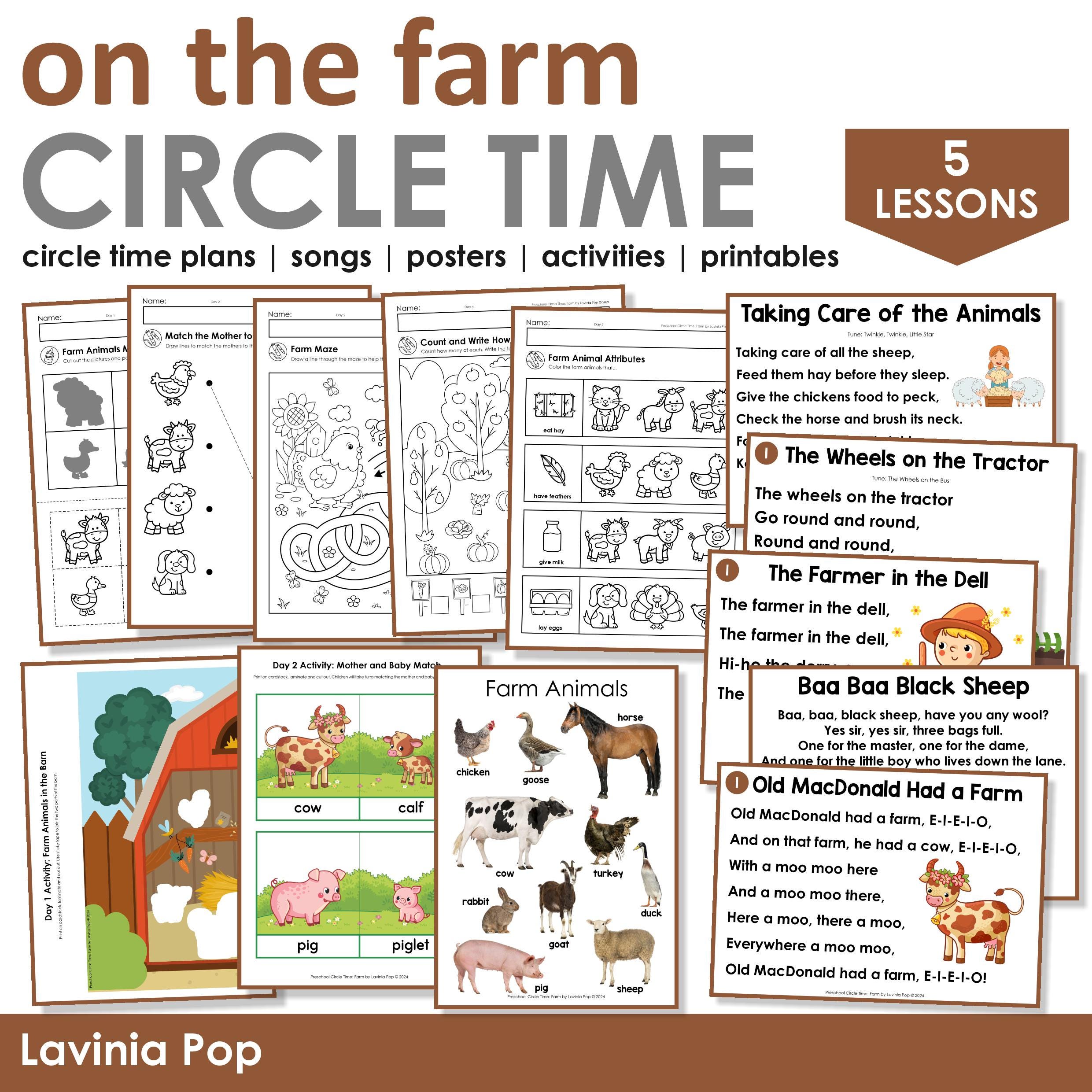Farm Preschool Curriculum Printables | Farm Preschool Circle Time ...