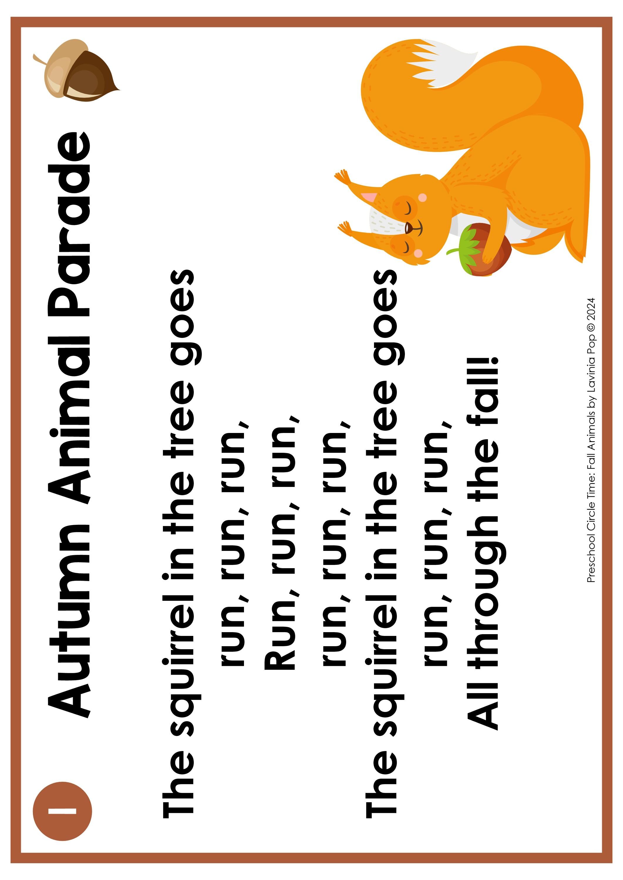 Fall Animals Preschool Curriculum Printables | Fall Animals Preschool ...