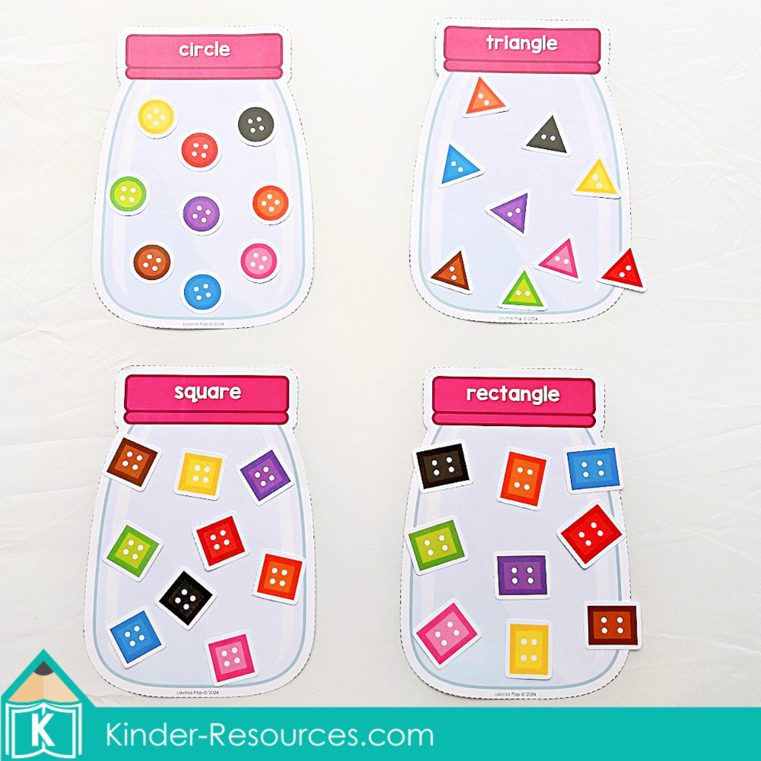 Buttons and Jars Shape Match Fun Shape Recognition and Sorting Game - Etsy
