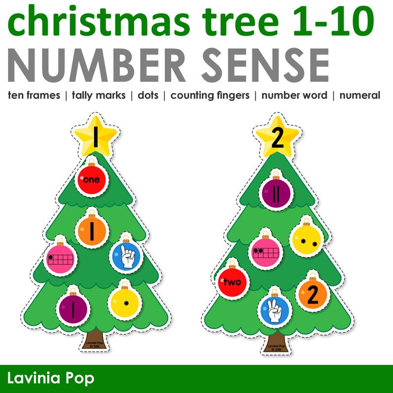 Christmas Tree and Ornament Number Match Activity | Number Sense ...