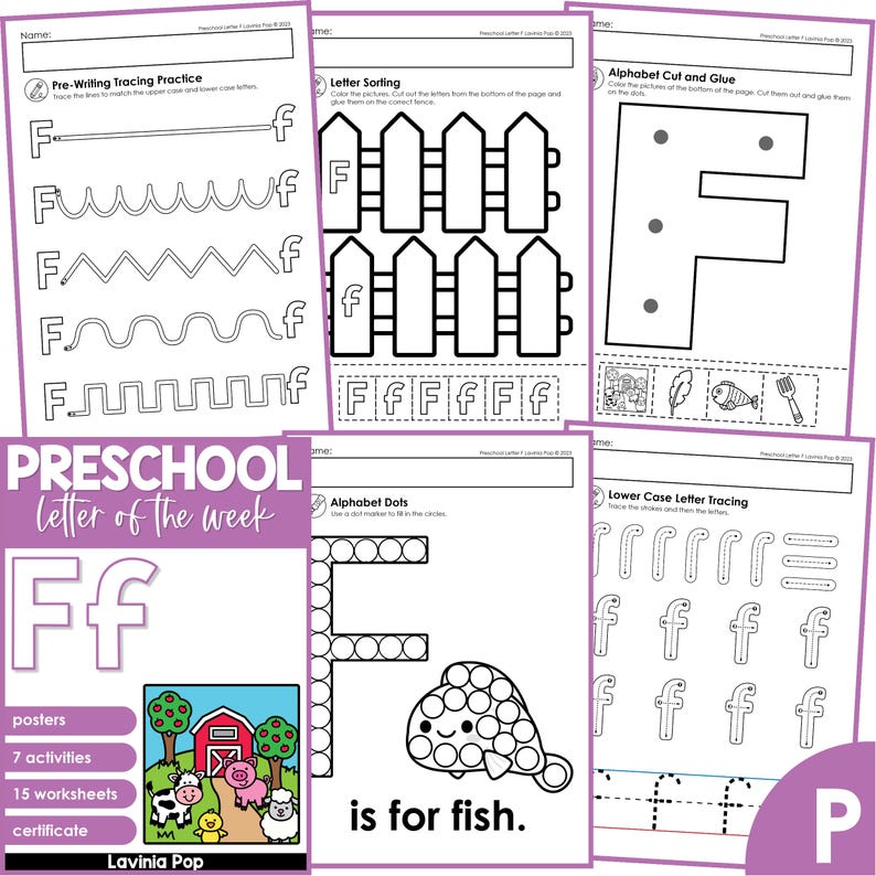 Preschool Alphabet Letter of the Week Curriculum F - Etsy