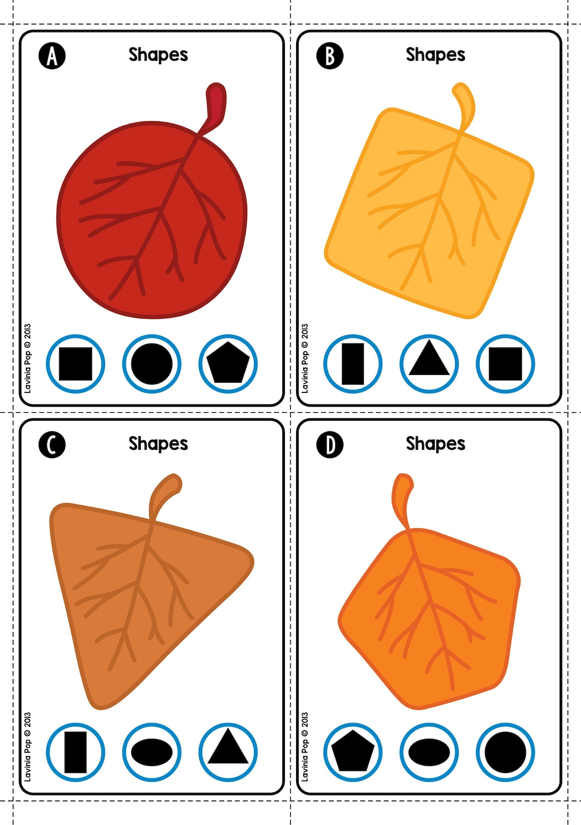 Autumn Leaves Shape Matching Printable Activity - Etsy
