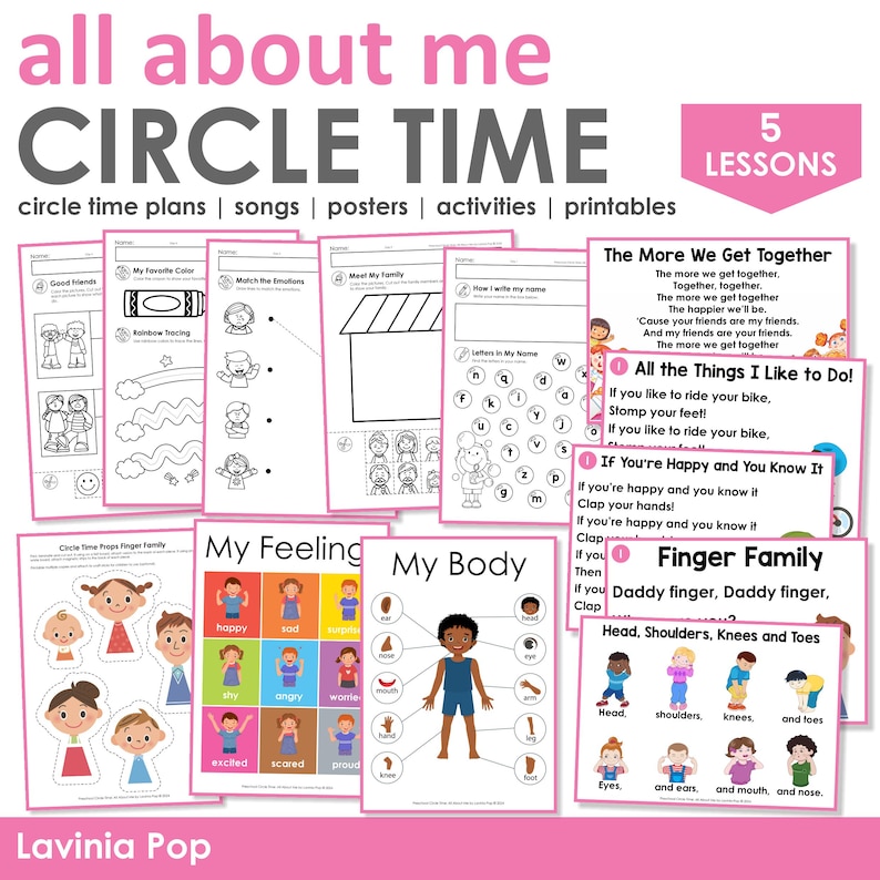 All About Me Preschool Theme Printables | Circle Time Songs, Lesson ...