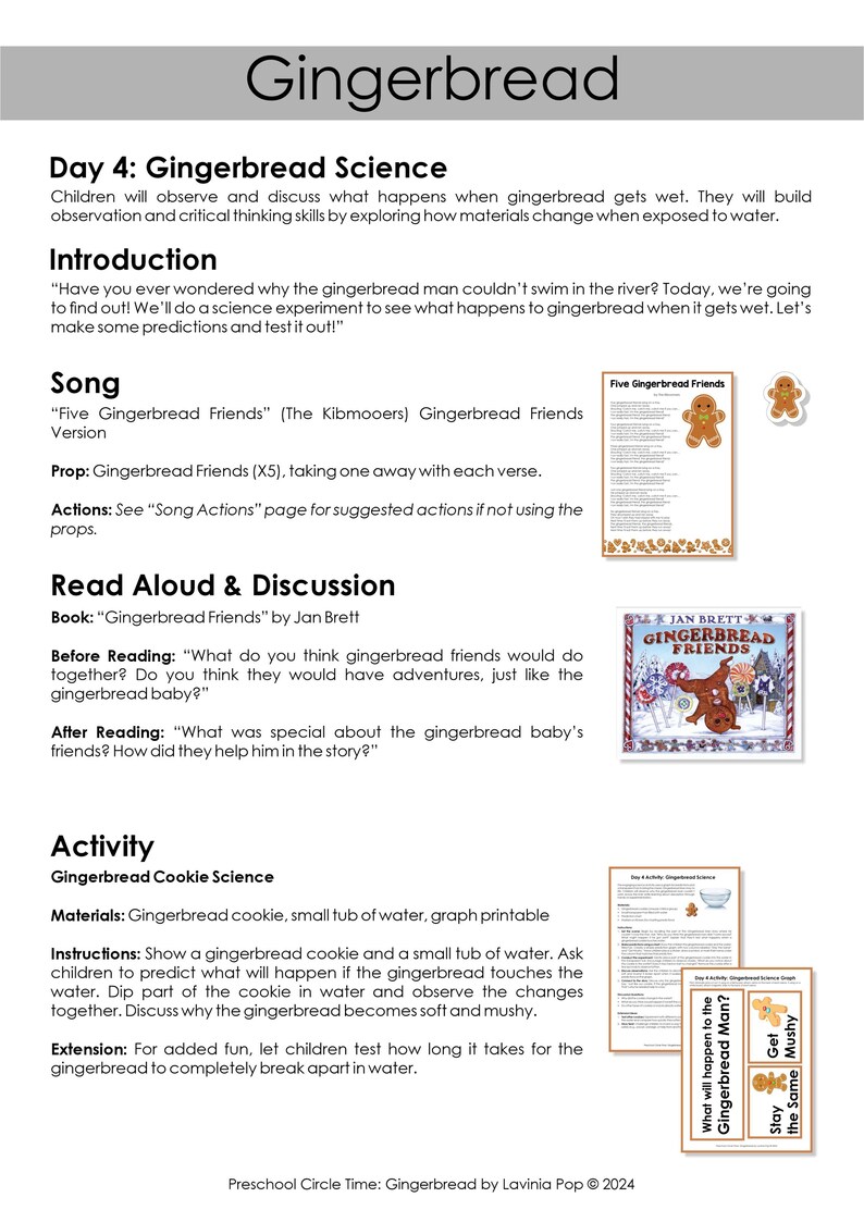 Gingerbread Christmas Preschool Theme Curriculum Printables | Preschool ...