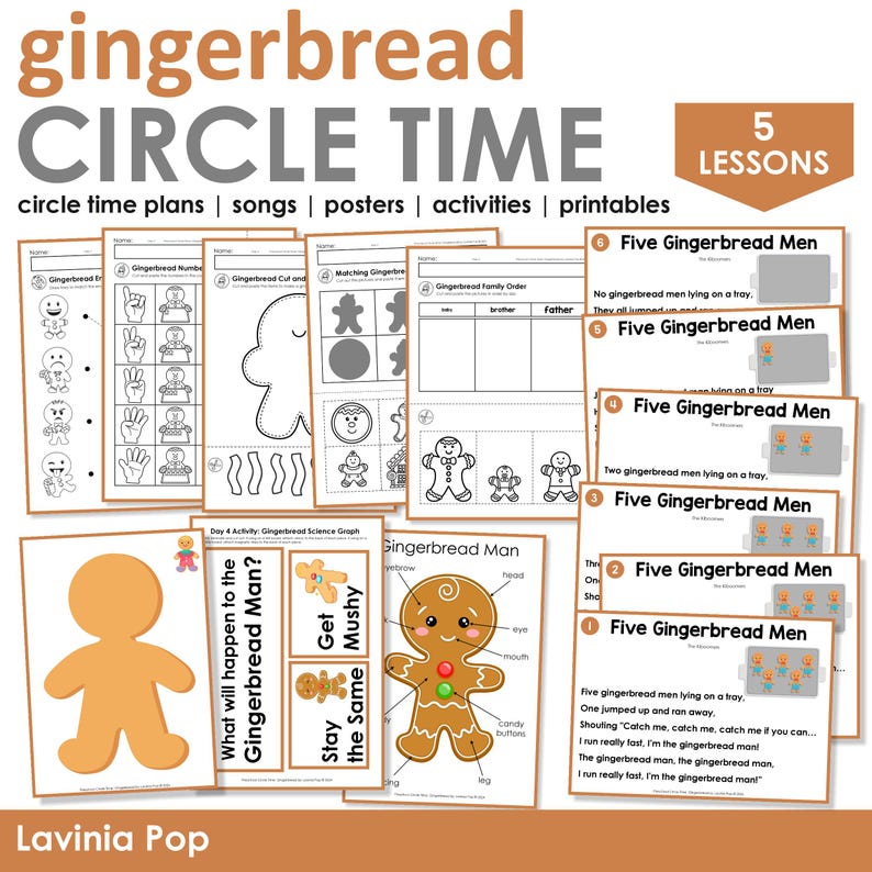 Gingerbread Christmas Preschool Theme Curriculum Printables | Preschool ...